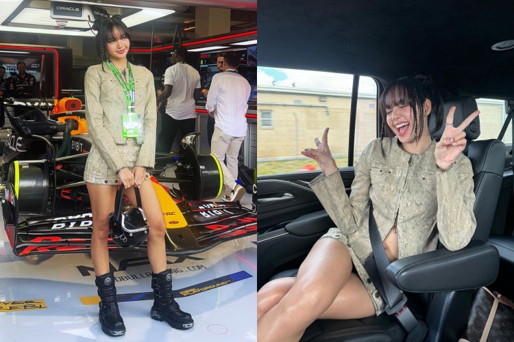 BLACKPINK Lisa「F1賽車揮旗手」火辣穿搭掀討論！寶格麗戒指、泰格豪雅腕錶成亮點，這款「安全帽包包」直接登熱搜！ | Bella.tw儂儂